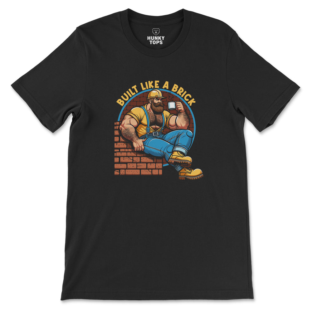 "Built Like A Brick" Bearded Builder Graphic Tee - Rugged & Stylish