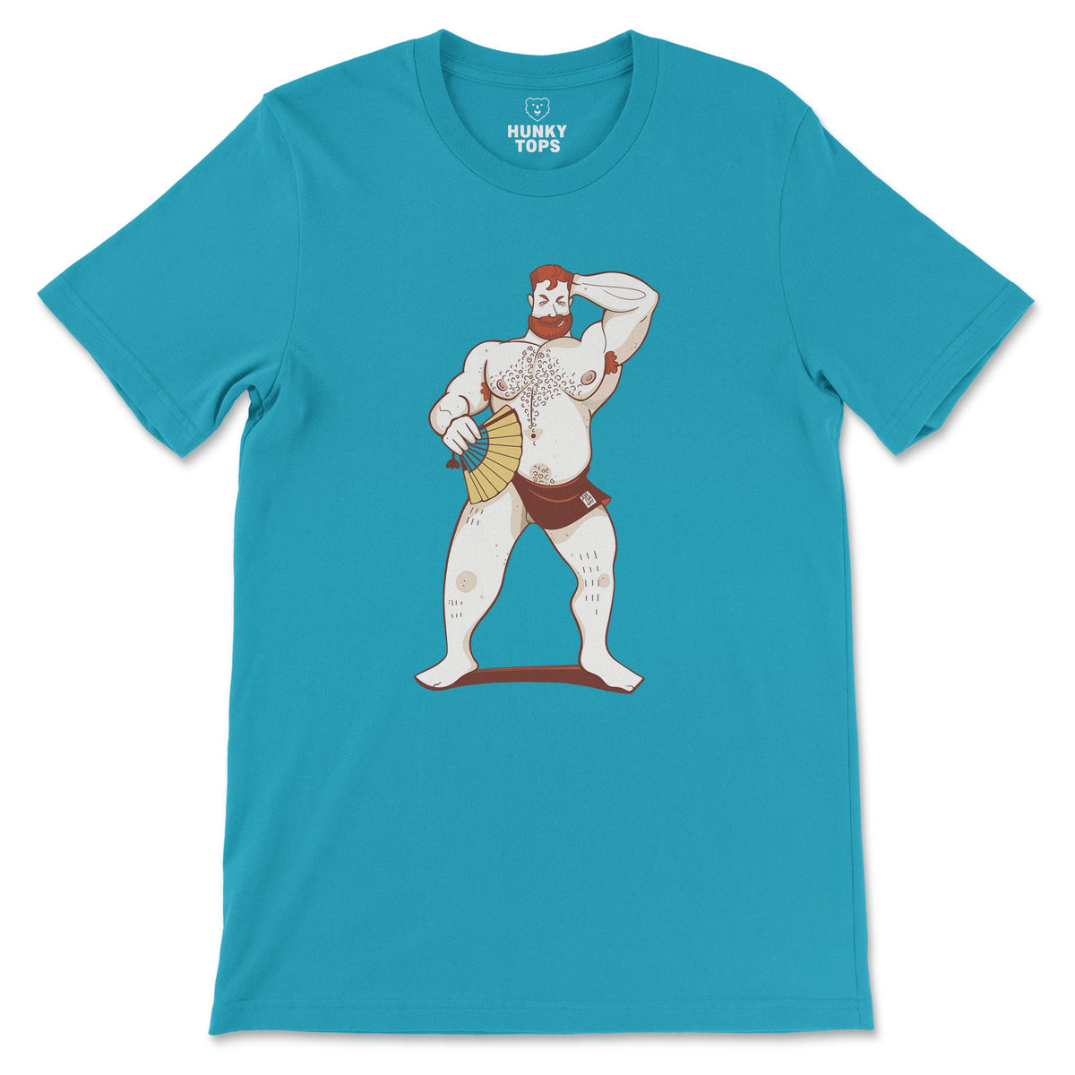 Hot Ginger Bear Summer Fan Tee By Axeishguy Hunky Tops T Shirt