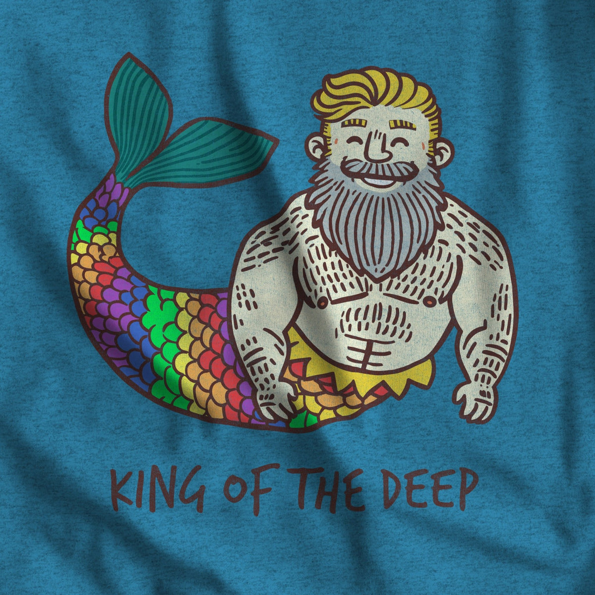 King of the Deep Bearded Merman Tank - Aqua TriBlend - Hunky Tops