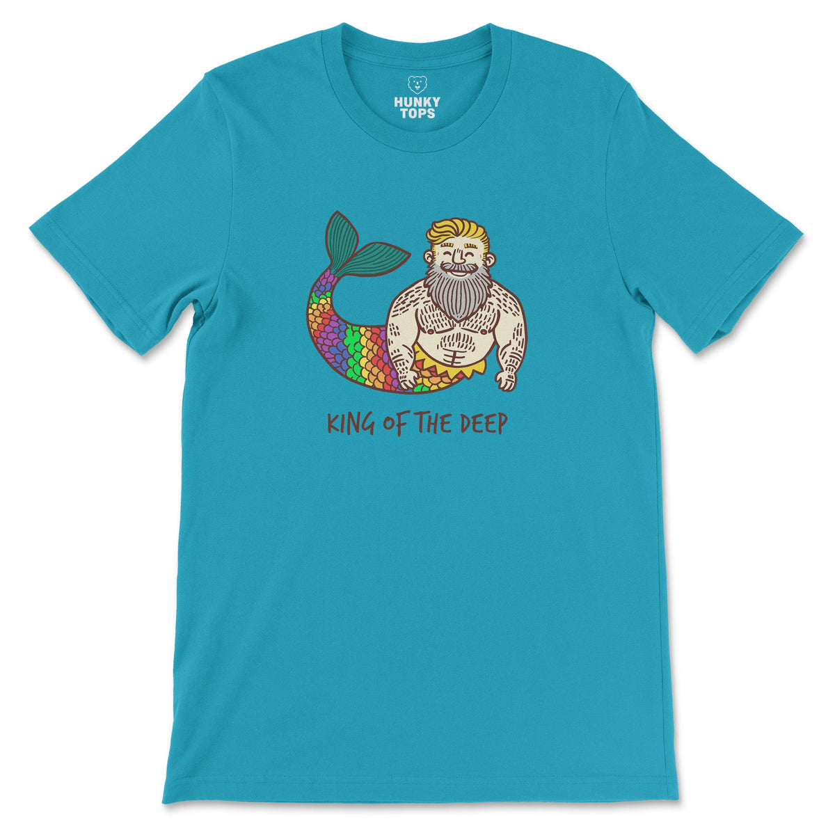 King of the Deep Bearded Merman Tee - Aqua & Baby Blue Pride T-Shirt