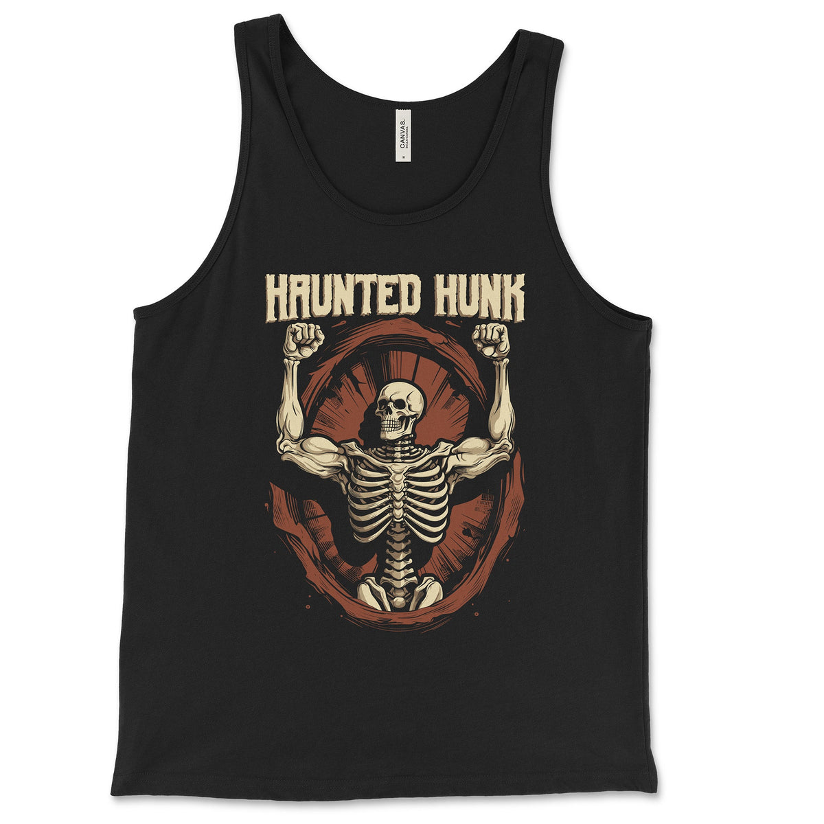 "Haunted Hunk" Gay Halloween Skeleton Flexing Tank Top - Hunky Tops